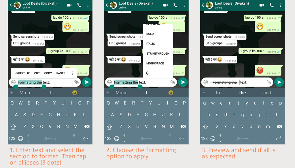 Format text (bold, italics, strikethrough, monospace) in WhatsApp [2 ...