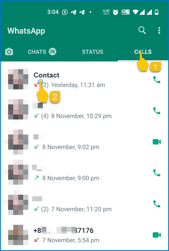 How to View/Check Duration of previous WhatsApp Calls?