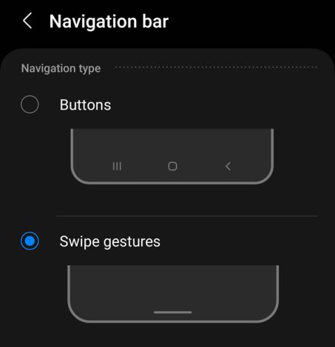 Change from 3-button navigation to Swipe Gestures on Samsung Galaxy smartphones